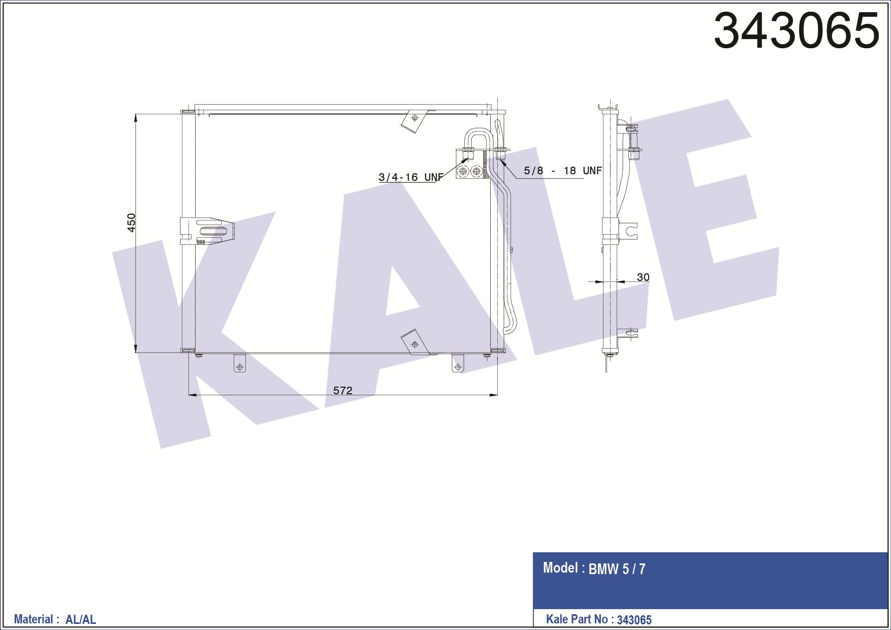 Klıma Radyatoru Bmw E32 E34 KALE RADYATOR 343065 OEM ...
