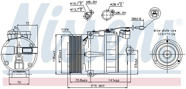 Klima Kompresörü 11 Kanal Kasnak NISSENS 89028 OEM : A5412301311 ...